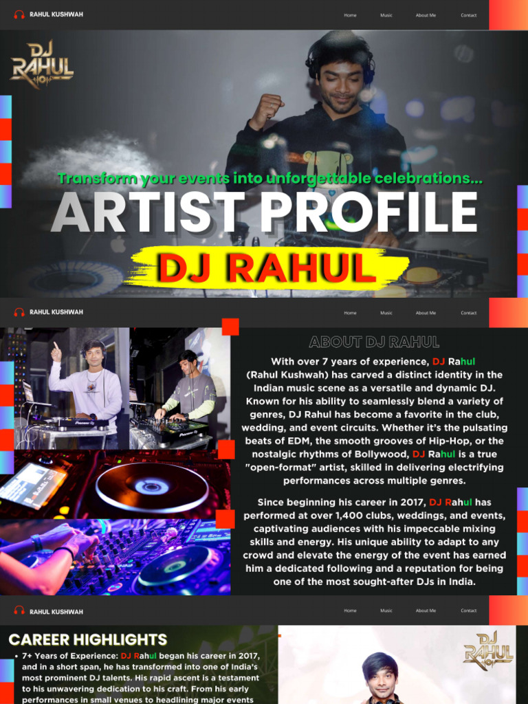 DJ RAHUL INDORE ARTIST PROFILE | PDF
