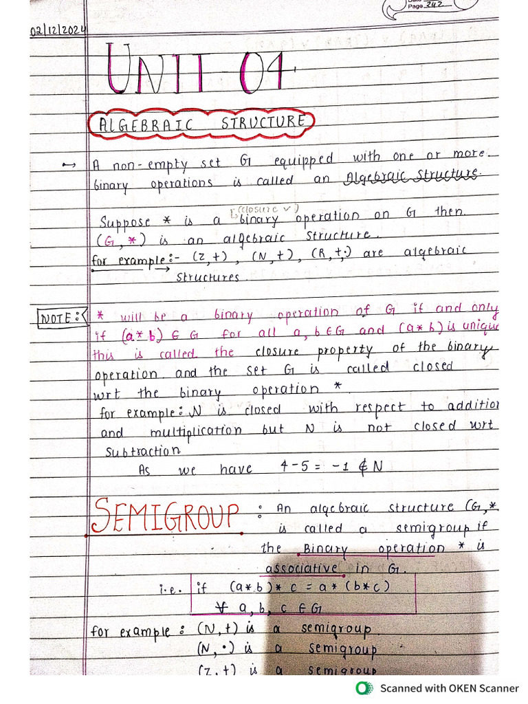 DSTL Unit - 04 Algebraic structure | PDF