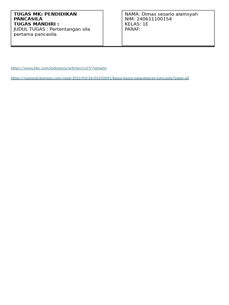 FORM TUGAS MANDIRI[1].. | PDF