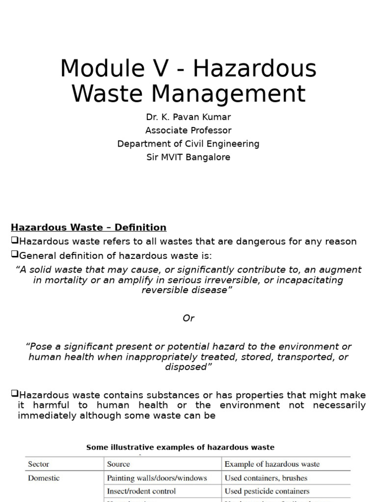 Hazardous Waste Management Guide | PDF | Waste | Hazardous Waste