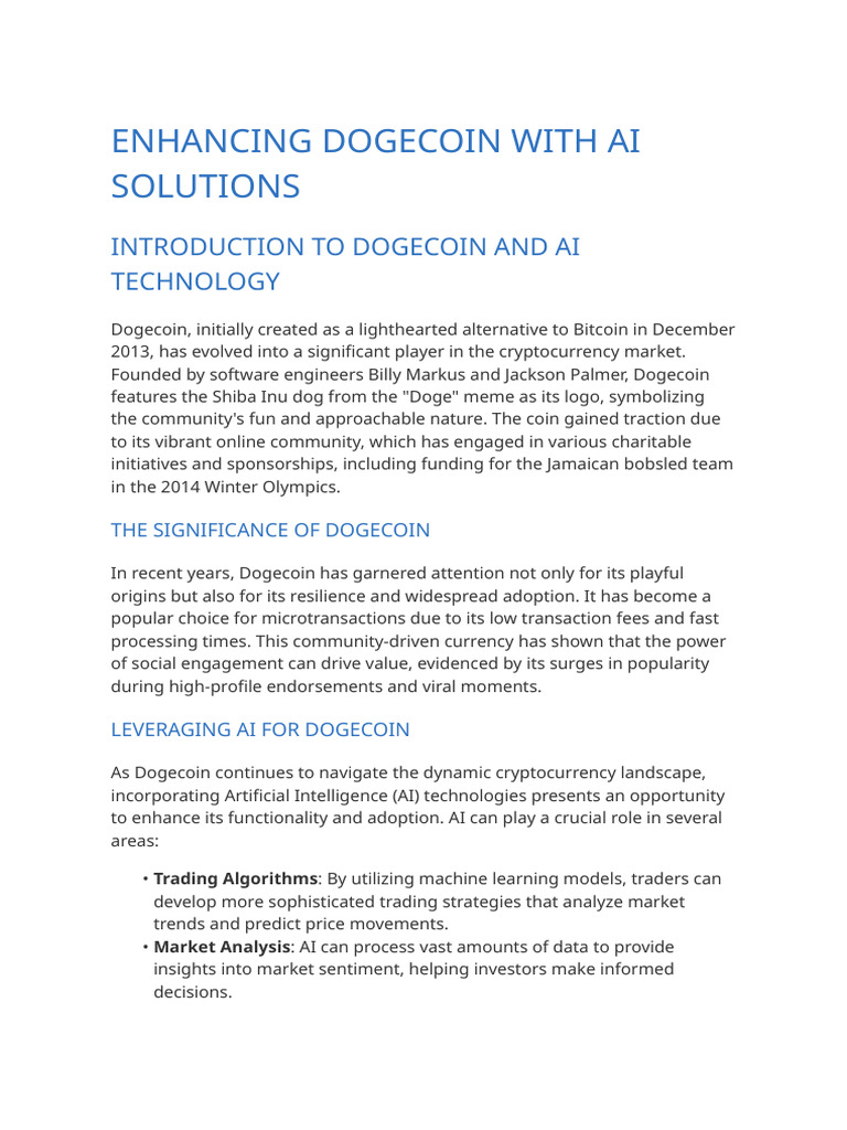 AI-Driven Enhancements for Dogecoin | PDF | Artificial Intelligence ...