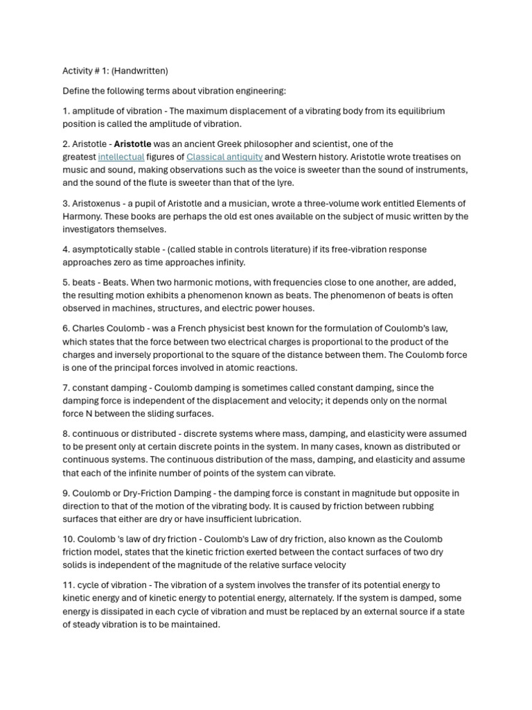 Vibration Notes for Module 1 | PDF | Friction | Oscillation