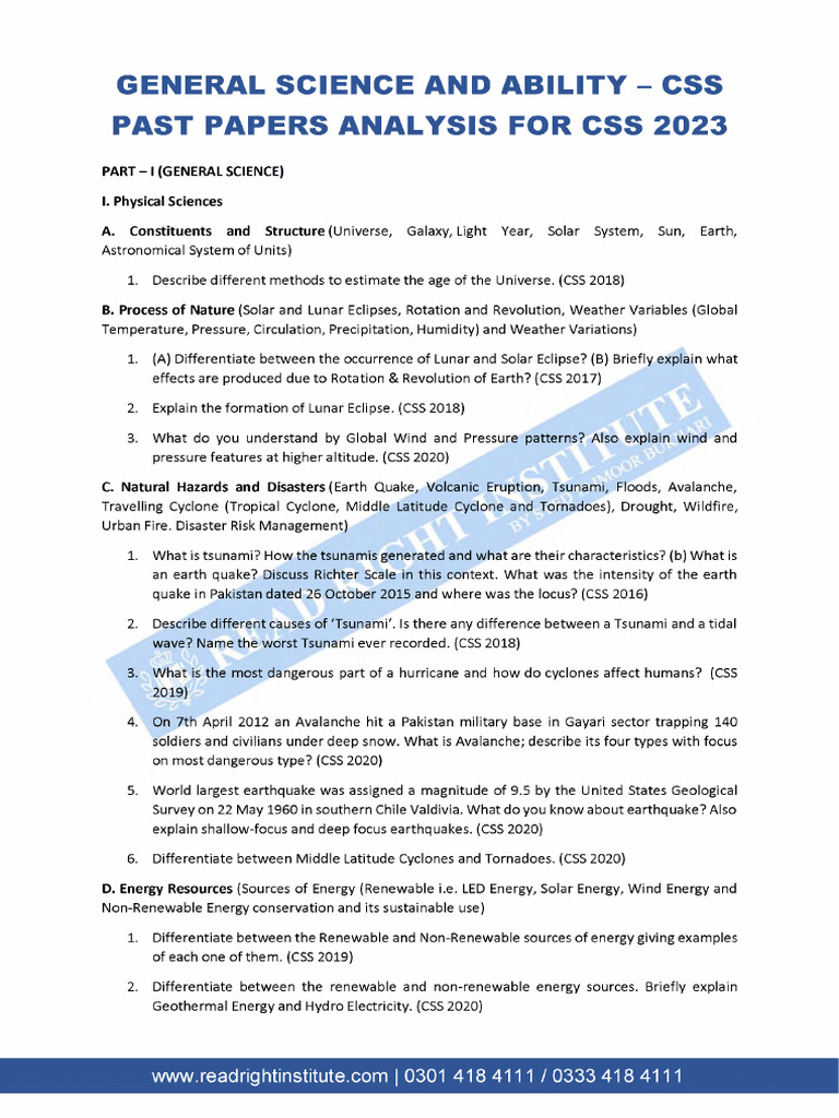 General Sci Ability Paper Analysis | PDF