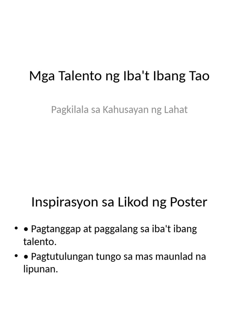 Mga Talento NG Ibat Ibang Tao Presentation | PDF