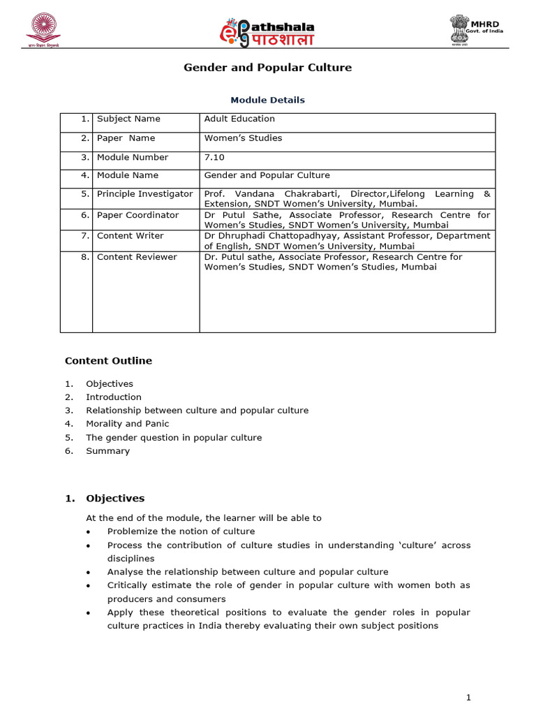 Gender-and-Pop-Culture Activity | PDF | Patriarchy | Romance Novels