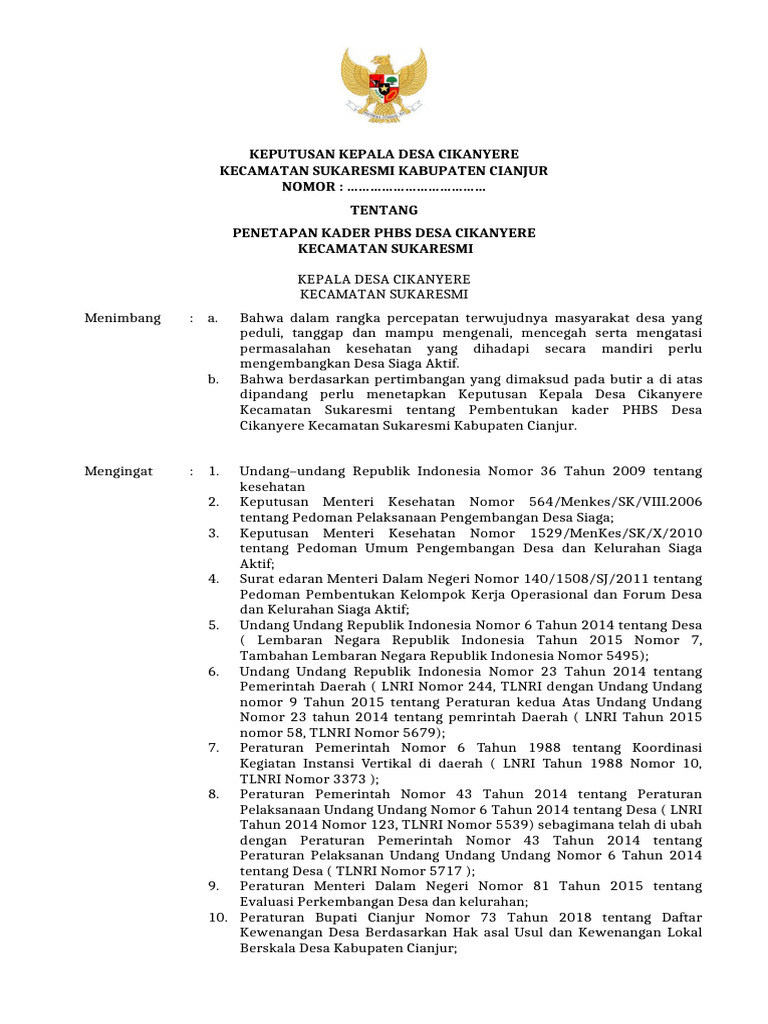 SK PHBS DESA CIKANYERE | PDF