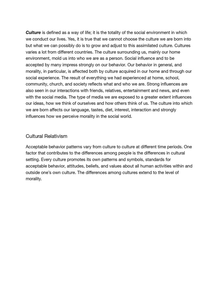 Culture and Culture Relativism | PDF