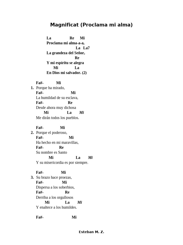 Proclama mi alma: Magnificat letra | PDF