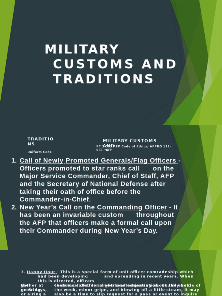 Military Customs and Tradition 2 | PDF | Clothing