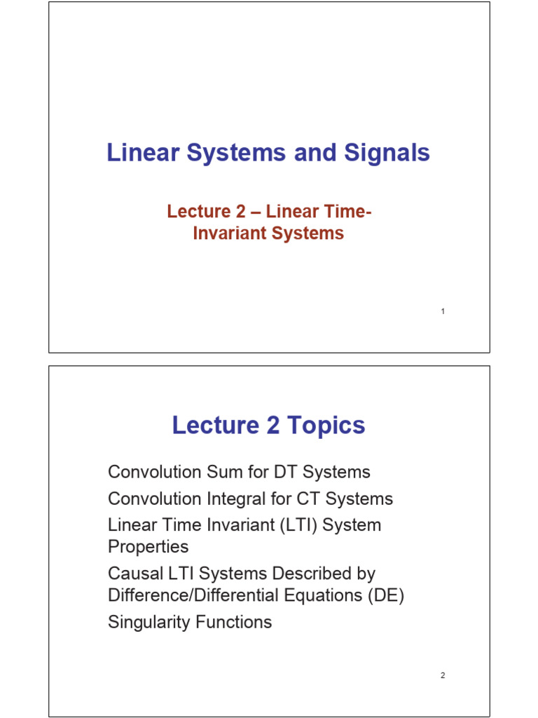 LTI Systems: Convolution & Analysis | PDF | Physics | Telecommunications Engineering