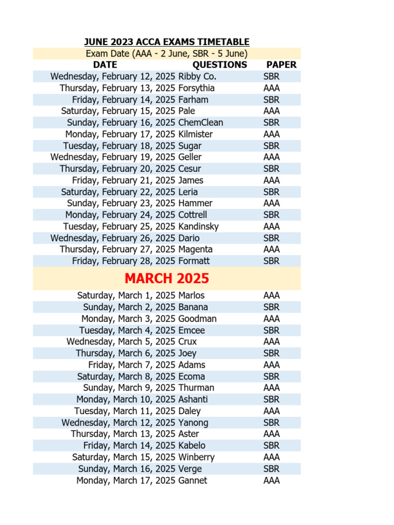 June Exams Timetable - 054619 | PDF