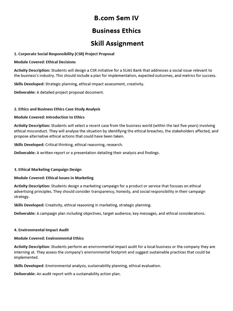 Business Ethics Skill Assignment | PDF