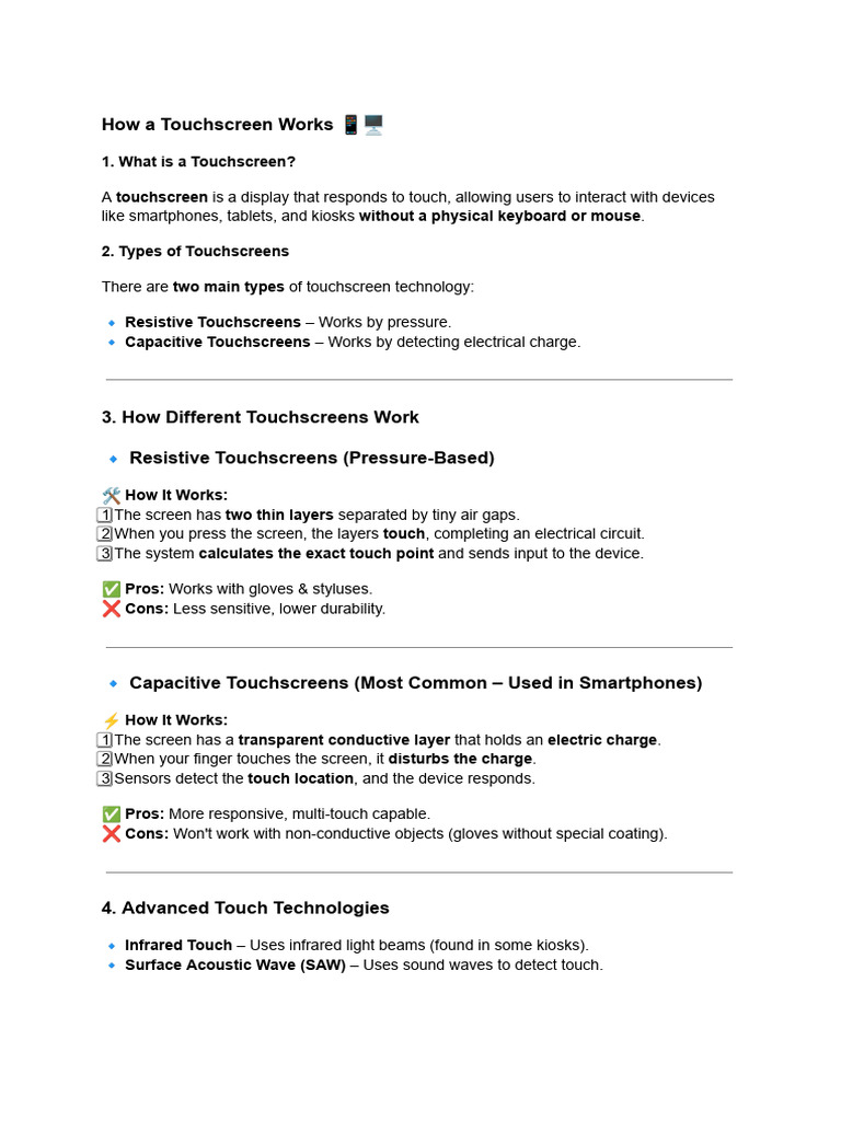 Understanding Touchscreen Technology | PDF