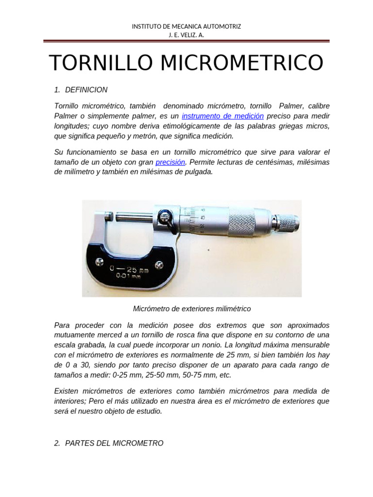 Guía del Tornillo Micrométrico en Mecánica | PDF | Longitud