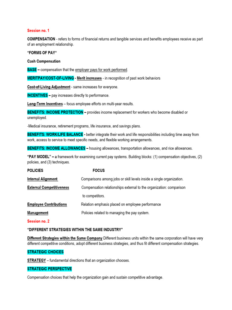 Compenben Reviewer Sess 1-10 | PDF | Cost Of Living | Labour Economics