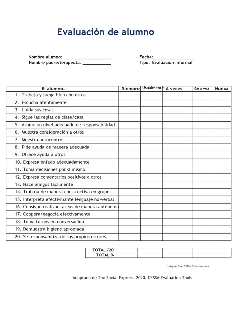 Evaluación Pragmática Del Lenguaje. The Social Express (AGUADO) | PDF