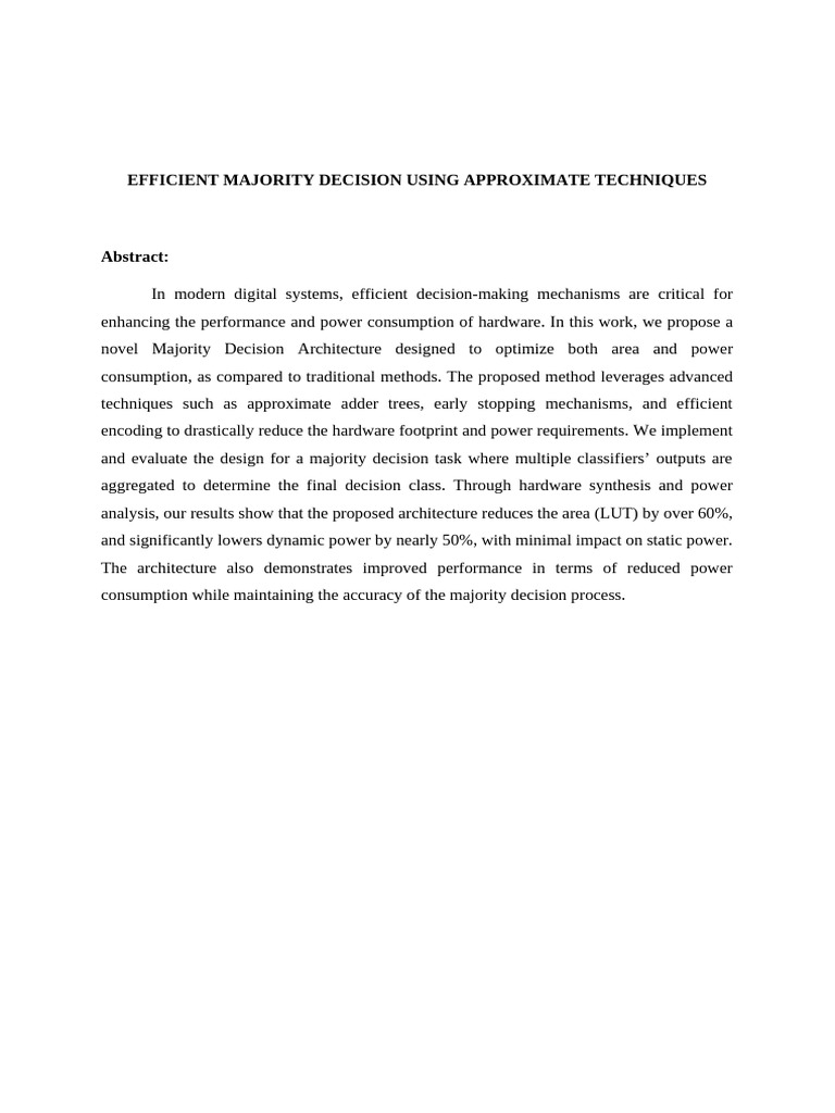 Efficient Majority Voting in Digital Hardware (REPORT) | PDF | Parallel ...