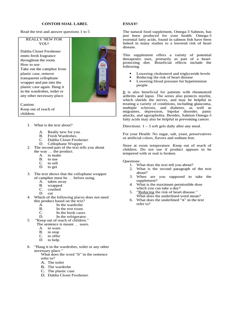 IX_Latihan_Soal_Label | PDF | Omega 3 Fatty Acid | Medical Specialties