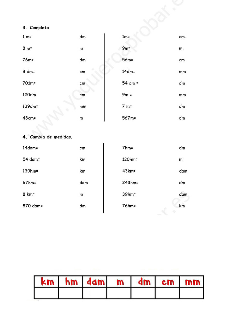 Conversion Metros | PDF