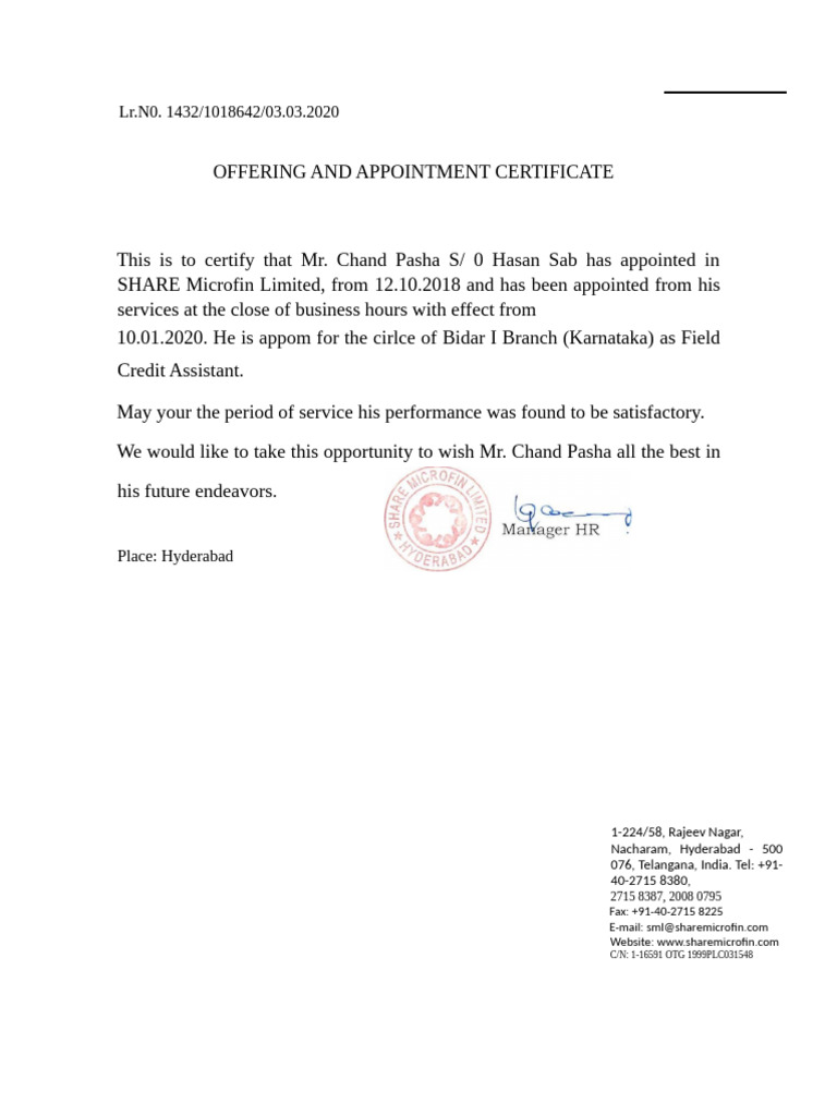 Share Relieving Certificate copy | PDF