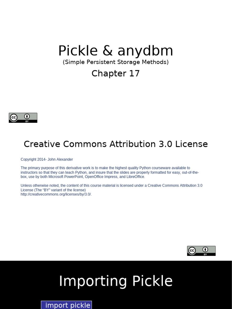PythonCourse 17 Pickle and Anydbm | PDF | Computing | Computer Data
