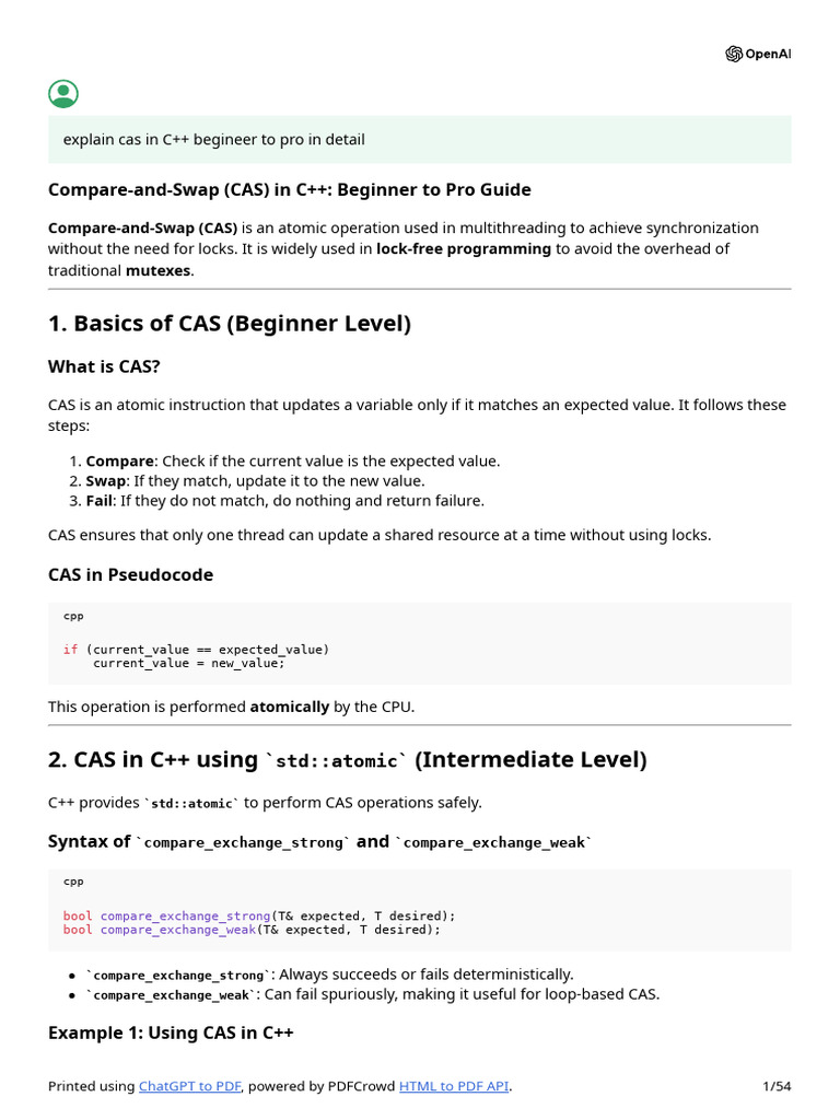 ABA Problem in Compare-and-Swap (CAS) | PDF | Pointer (Computer Programming) | Concurrent Computing