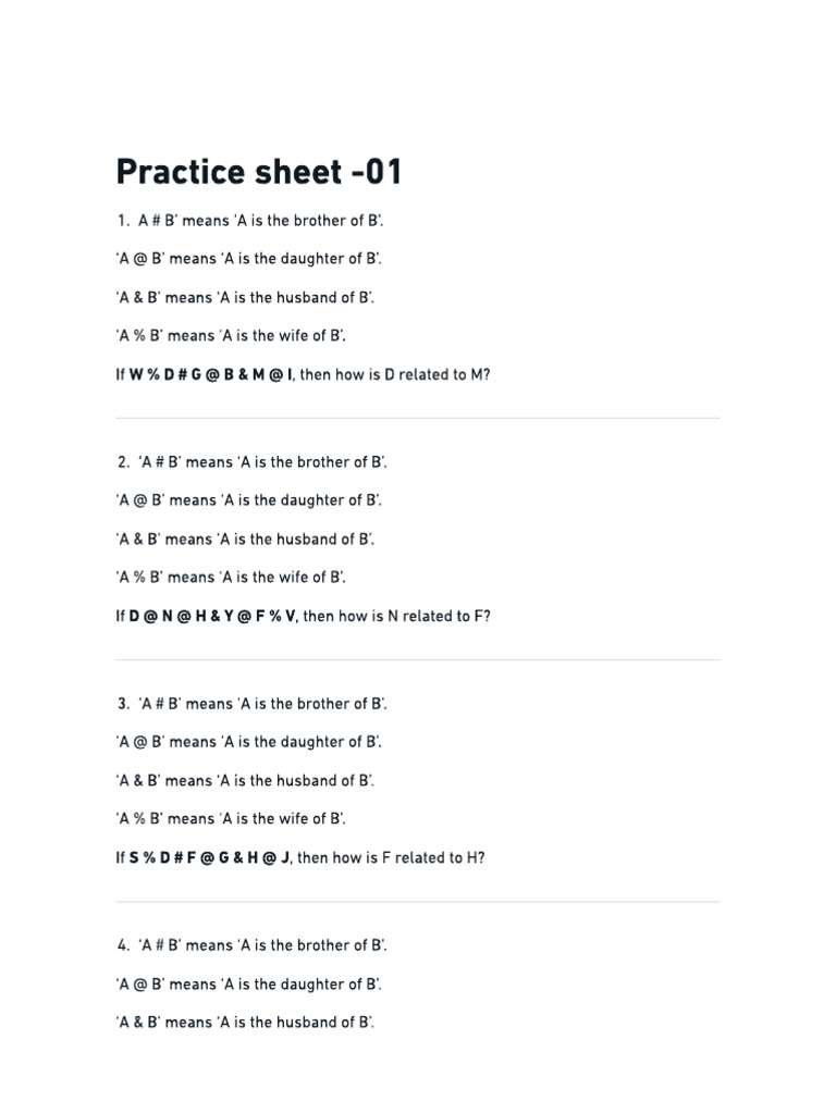 Practice Sheet - 01 | PDF