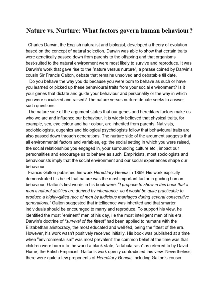 Nature_vs_Nurture_What_factors_govern_hu | PDF | Nature Versus Nurture ...