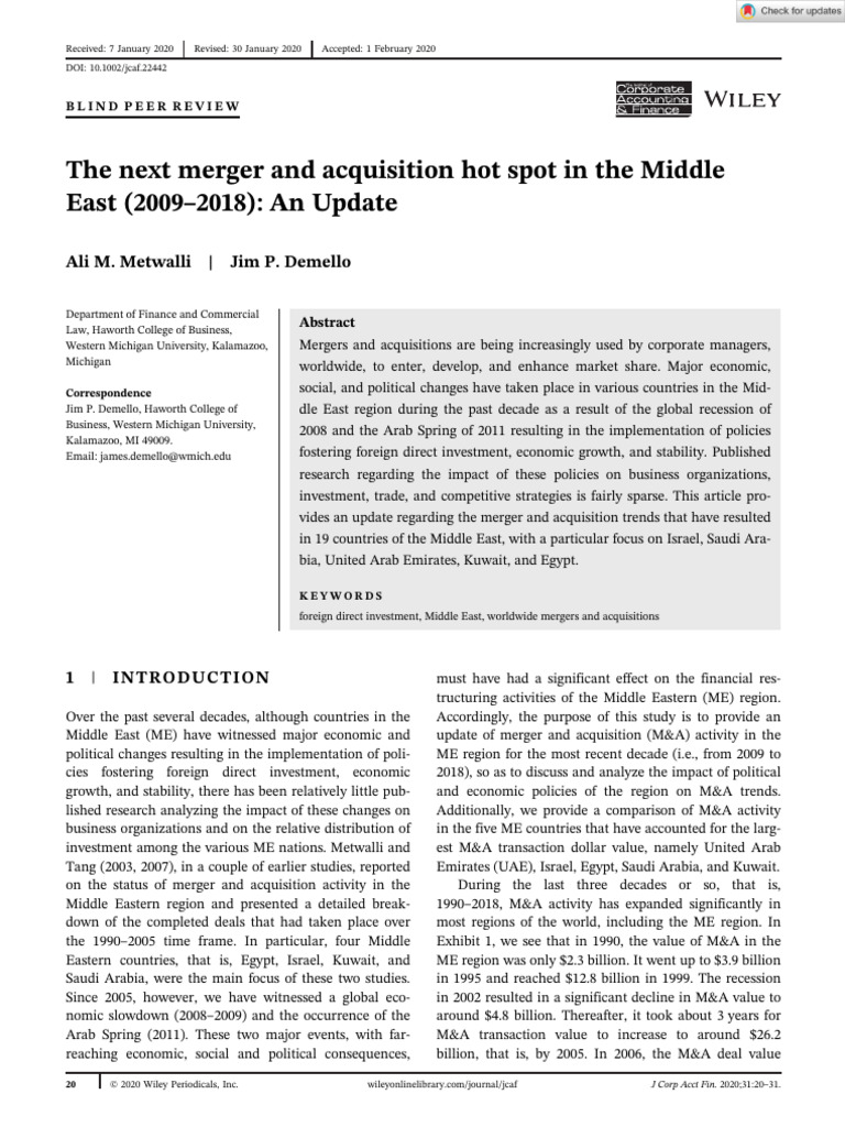 M&A Trends in the Middle East (2009-2018) | PDF | United Arab Emirates ...