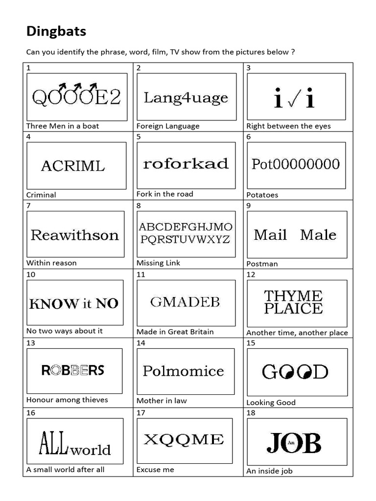 Dingbats-Quiz-Answers | PDF