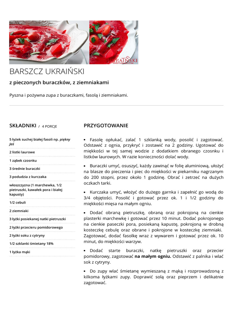 Barszcz Ukraiński - Kwestia Smaku | PDF