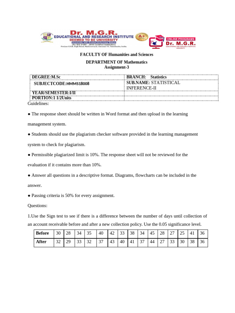 Statistical Inference II-Assignment 5 | PDF