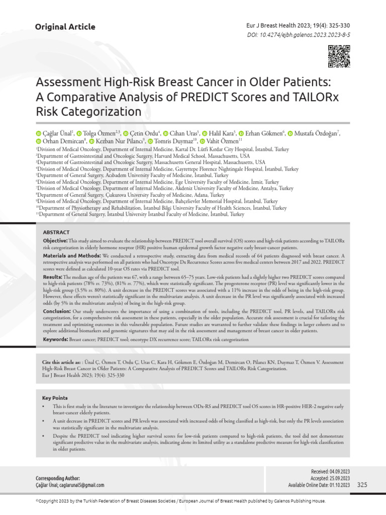 Assessment High-Risk Breast Cancer in Older Patients | PDF | Breast ...