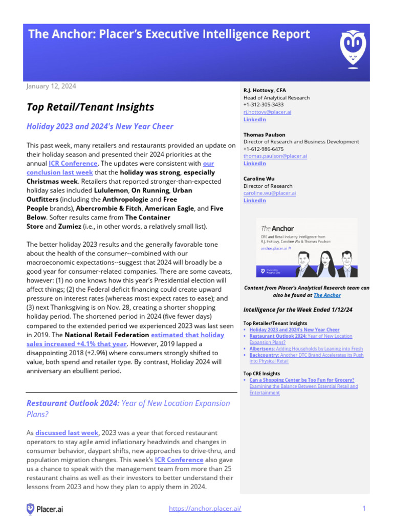 The Anchor Executive Intelligence Report | PDF | Retail | Consumer Price Index