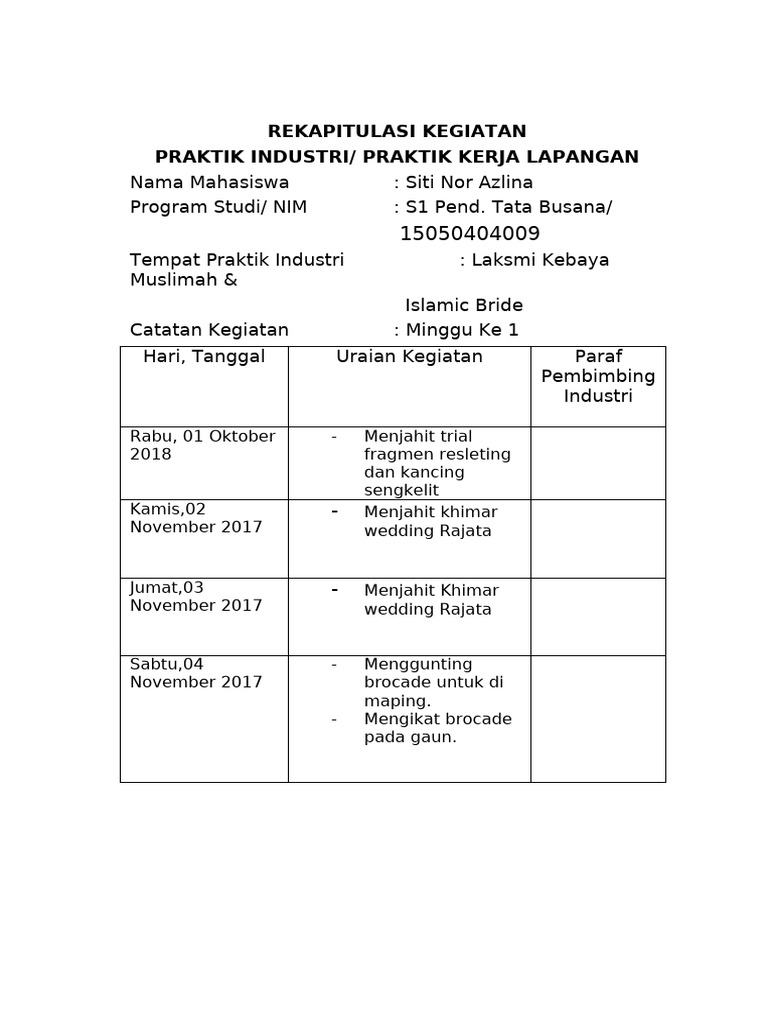 Rekapitulasi Kegiatan Fixx | PDF