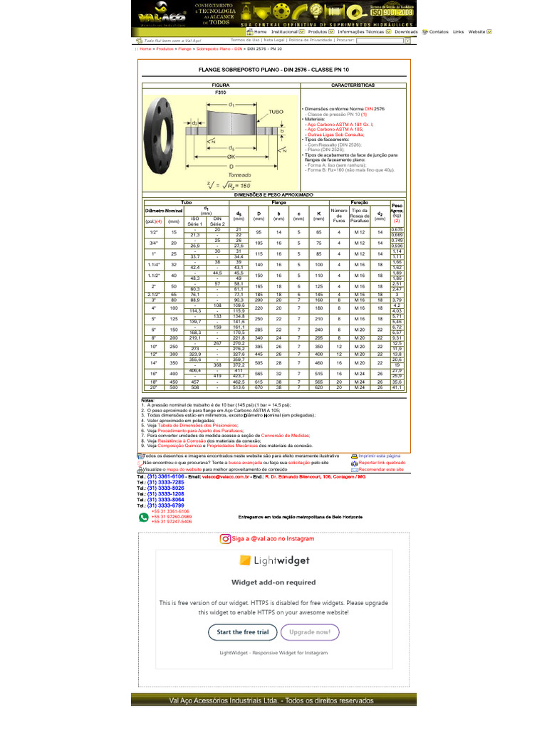 Flanges DIN 2576 PN 10: Especificações | PDF | Engenharia Mecânica
