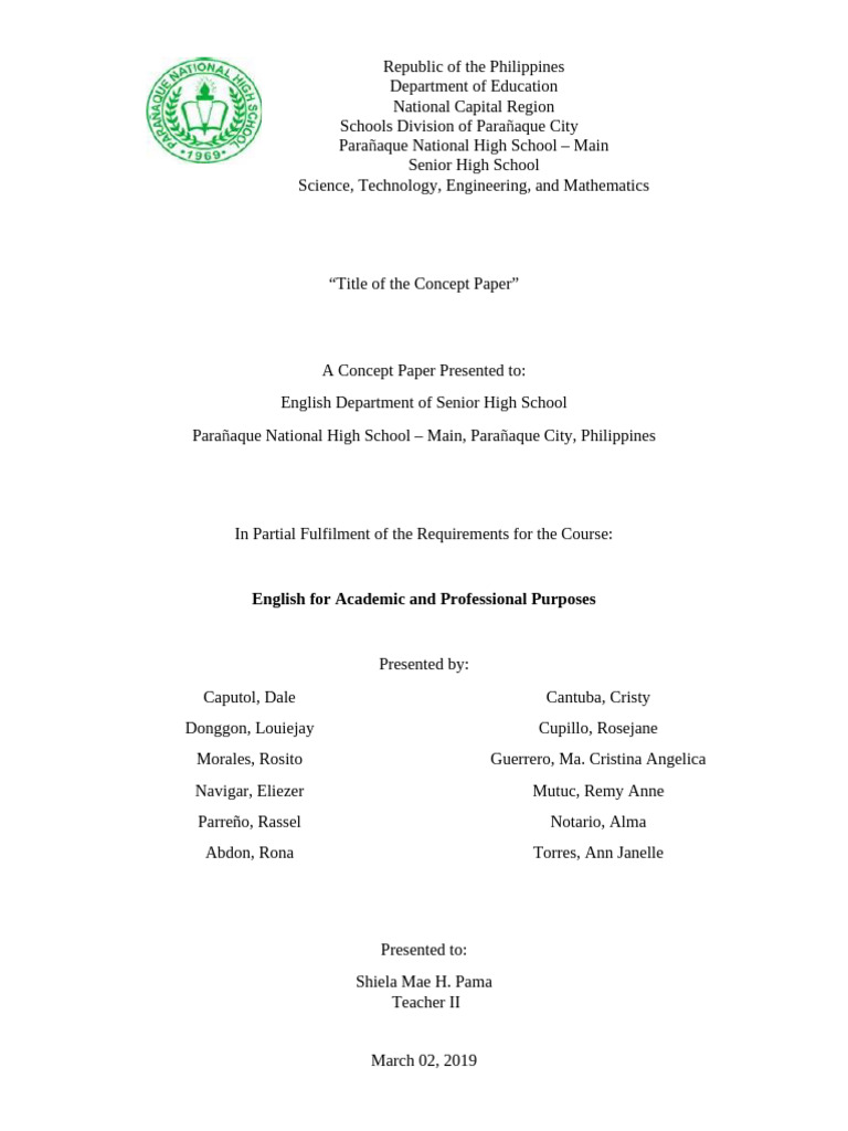 Concept Paper for English Course Requirements | PDF | Science