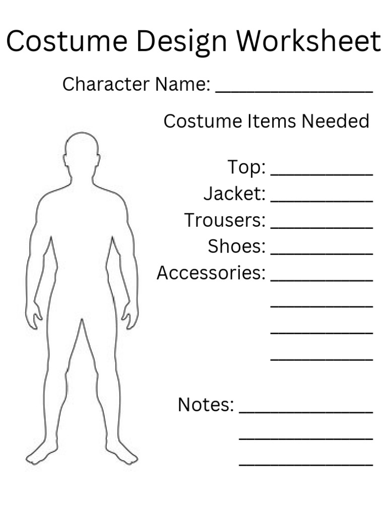 Costume Design Worksheet | PDF