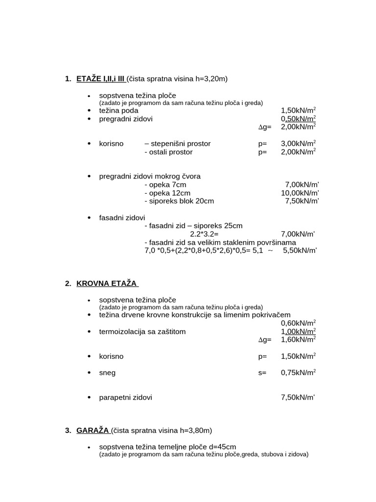 ANALIZA OPTERECENJA ZA Model - Strana2 | PDF
