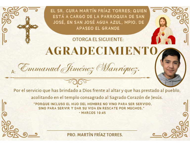 Agradecimiento a Emmanuel Jiménez | PDF