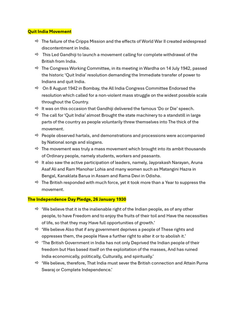 Some Important Points in History Chapter 2 Nationalism in India | PDF ...