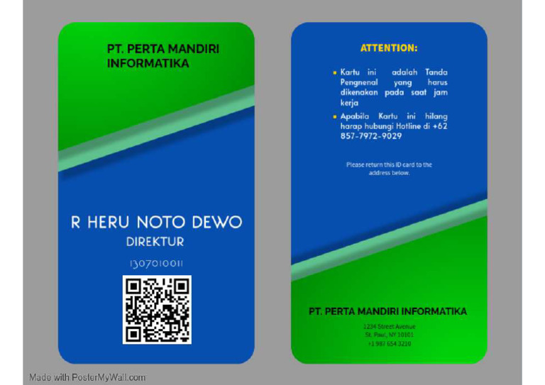 Professional ID card tag design template - Dibuat dengan PosterMyWall ...