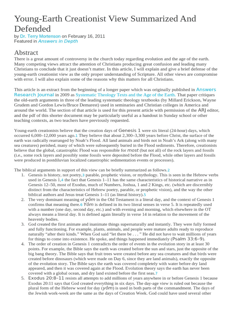 Lesson 3 Young Earth Creationism | PDF | Creationism | Genesis Creation Narrative
