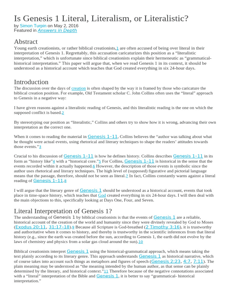 Lesson 2 Biblical Literalism | PDF | Genesis Creation Narrative ...