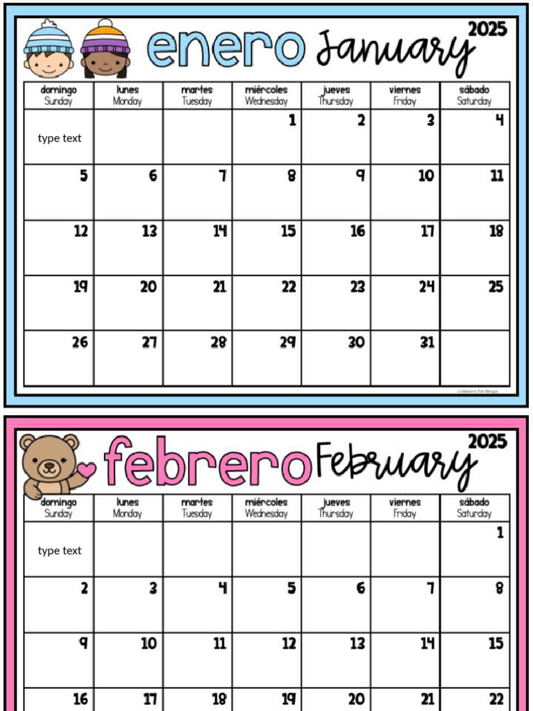2025 Bilingual Calendar Editable | PDF