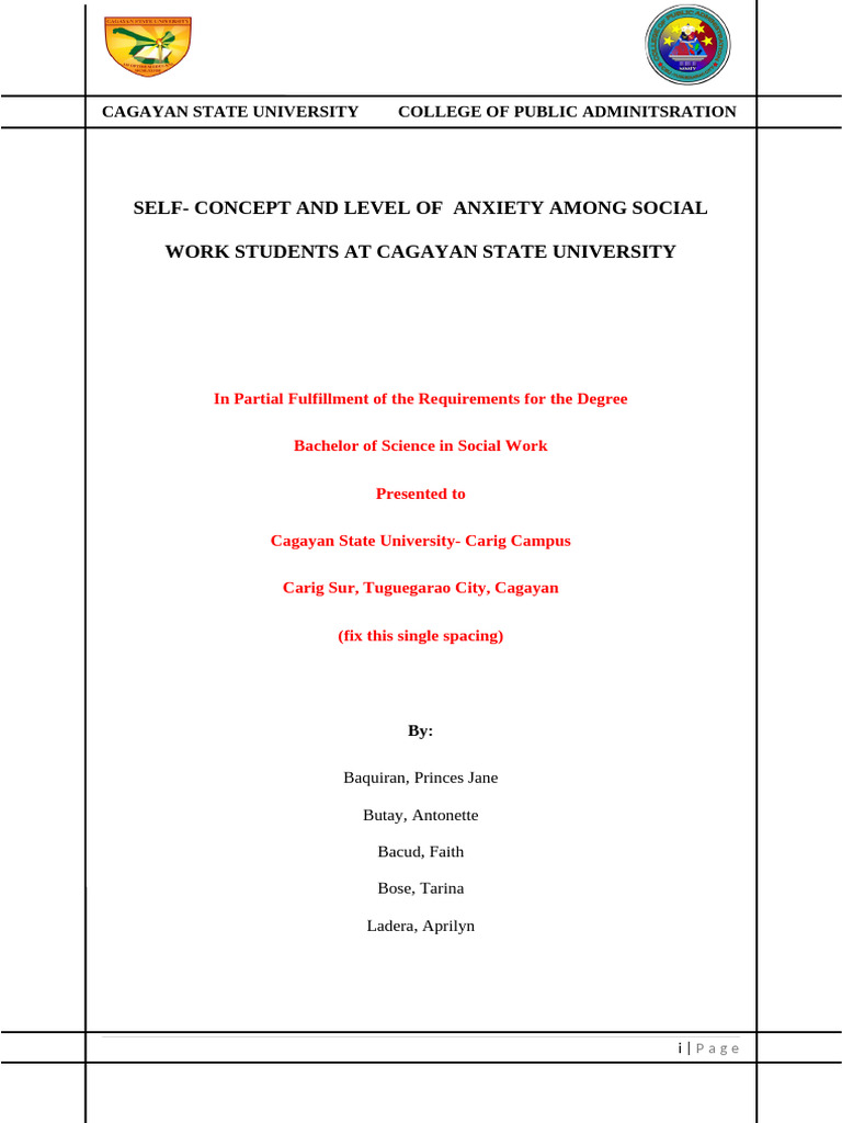 Level of Self Concept and Social Anxiety Among Students Final | PDF ...