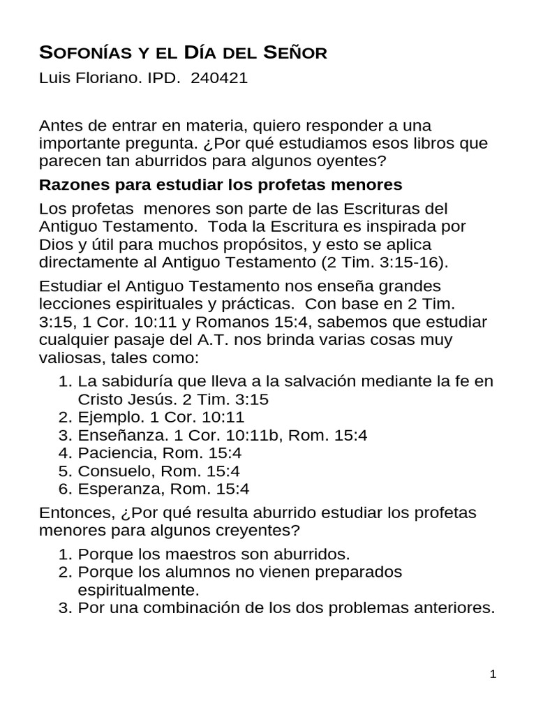 240421 Sofonías, y el Día de Yahweh | PDF | Contenido bíblico | Creencia religiosa y doctrina