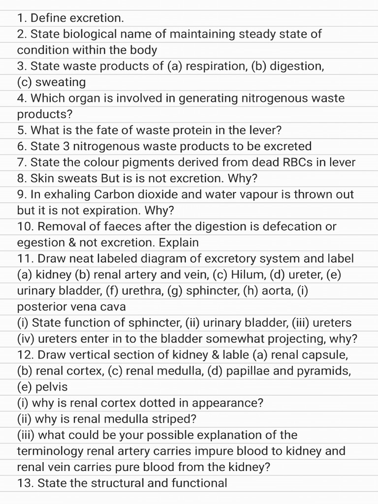 X icse bio ch 9 excretion question bank _210427_120901 (1) | PDF