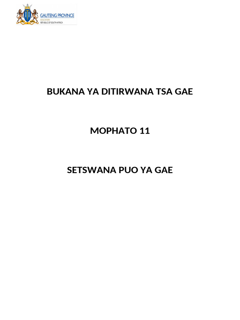 Setswana Homework Book LG Grade 11 | PDF