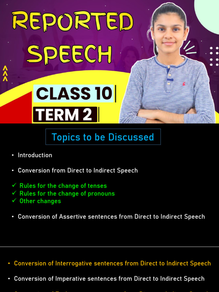Reported_speech_class_10_notes | PDF | Verb | Sentence (Linguistics)